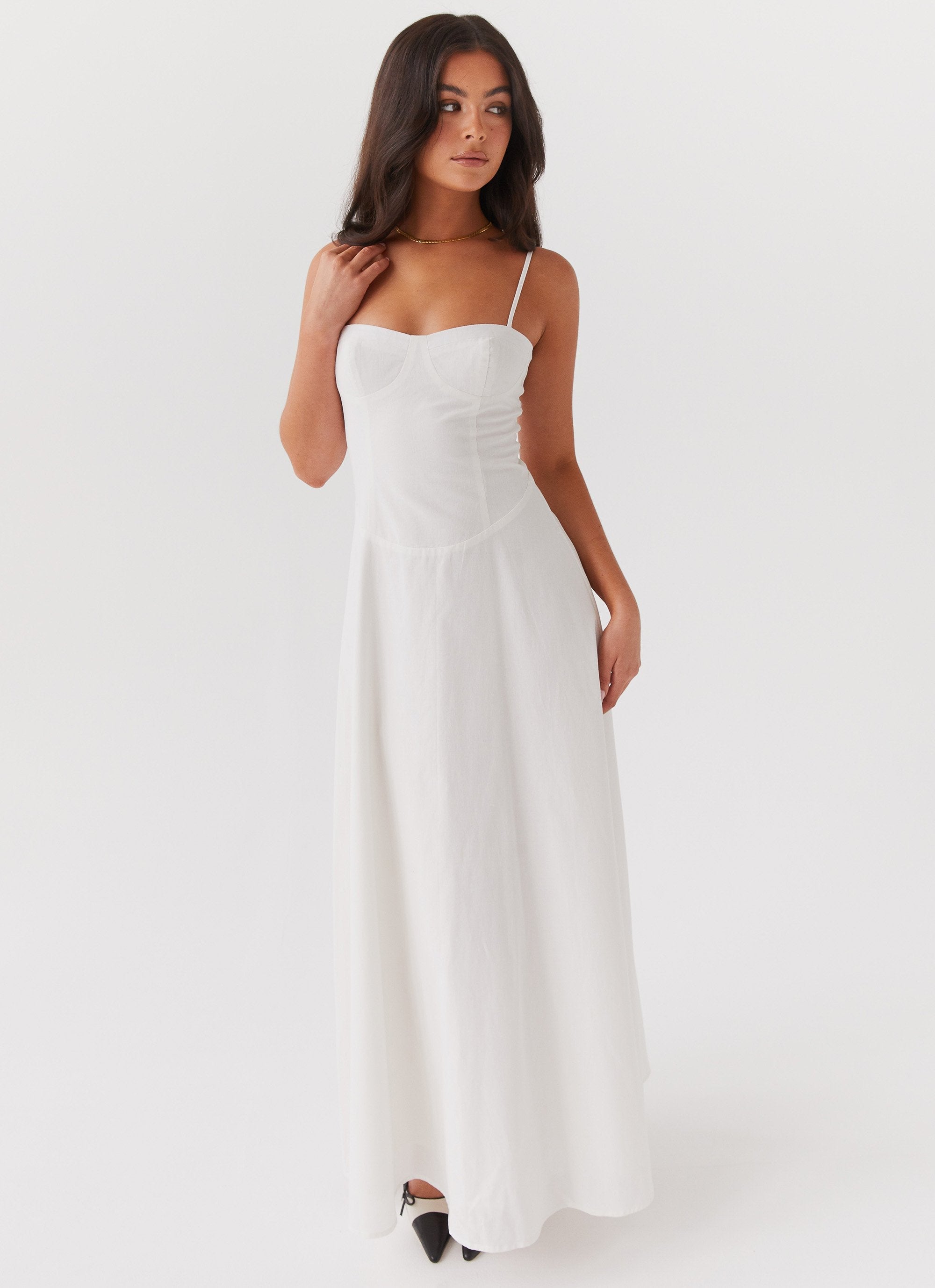 Angelina Linen Maxi Dress - White – Peppermayo UK